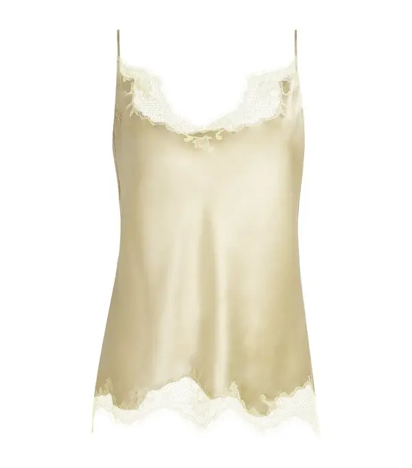 Carine Gilson Silk Lace-trimmed Camisole - Yellow