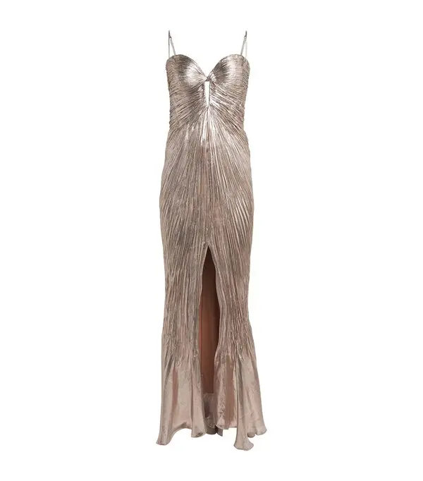 MARIA LUCIA HOHAN Metallic Silk Mirren Maxi Dress - Gold