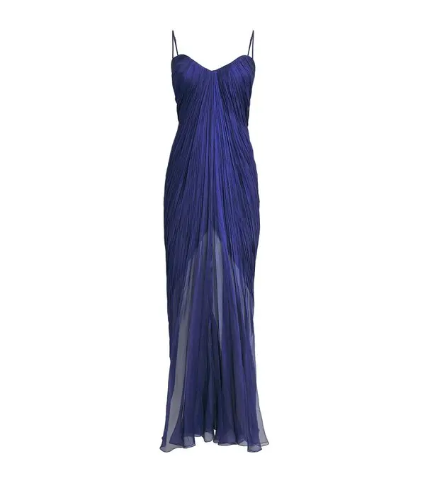 MARIA LUCIA HOHAN Silk Victoria Maxi Dress - Navy