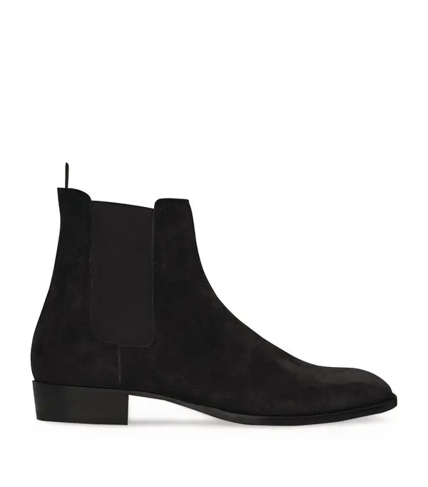 Saint Laurent Suede Wyatt Chelsea Boots - Black