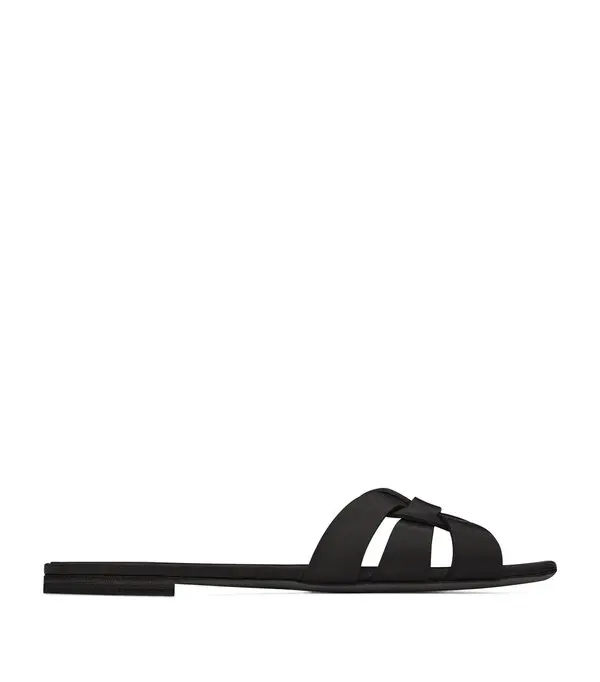 Saint Laurent Leather Tribute Sandals - Black