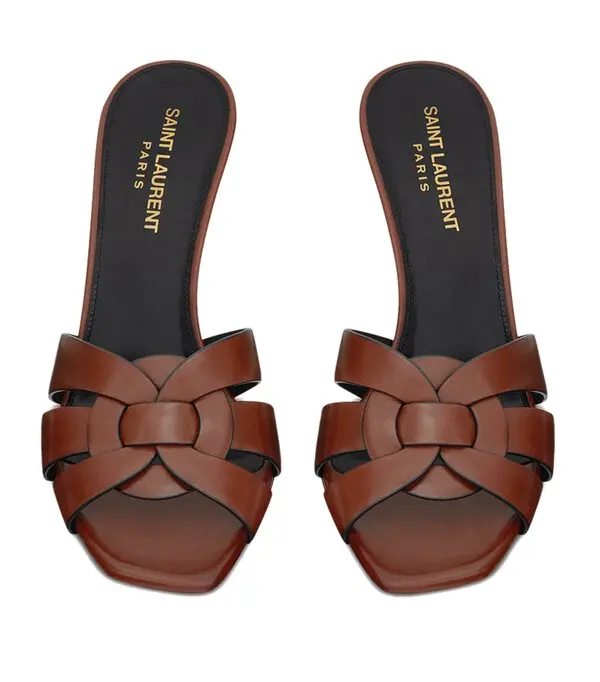 Saint Laurent Leather Tribute Heeled Mules 85 - Orange