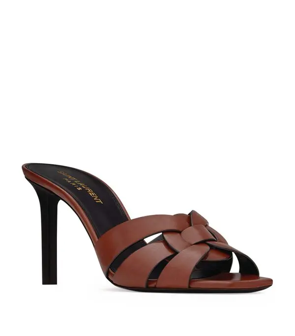 Saint Laurent Leather Tribute Heeled Mules 85 - Orange