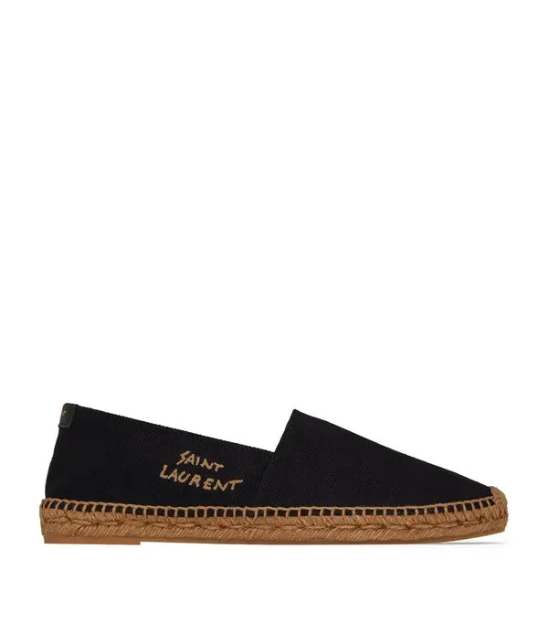 Saint Laurent Embroidered Logo Espadrilles - Black