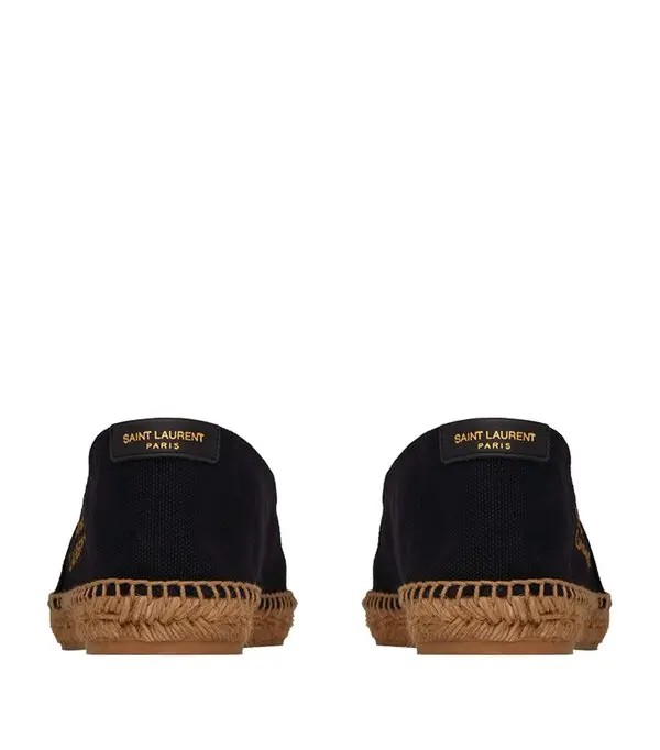 Saint Laurent Embroidered Logo Espadrilles - Black