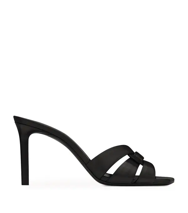 Saint Laurent Leather Tribute Heeled Mules 85 - Black