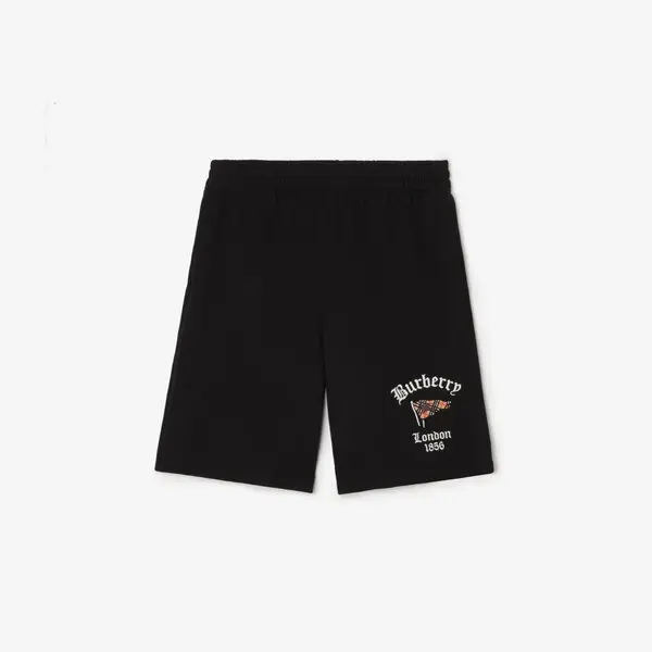 Burberry Check Flag Cotton Shorts - Black
