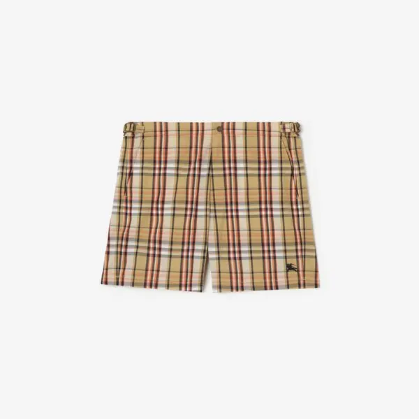 Burberry Check Seersucker Swim Shorts - Sand Beige