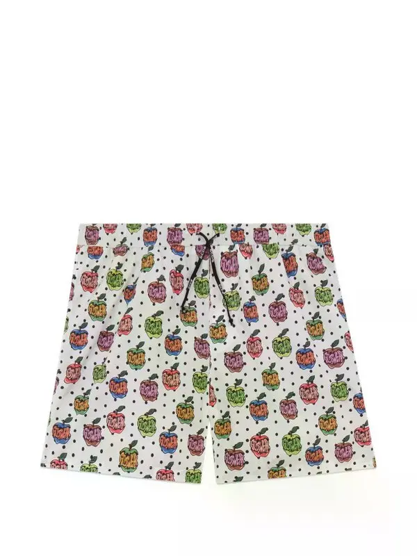 Gcds Apple-print Swim Shorts - White