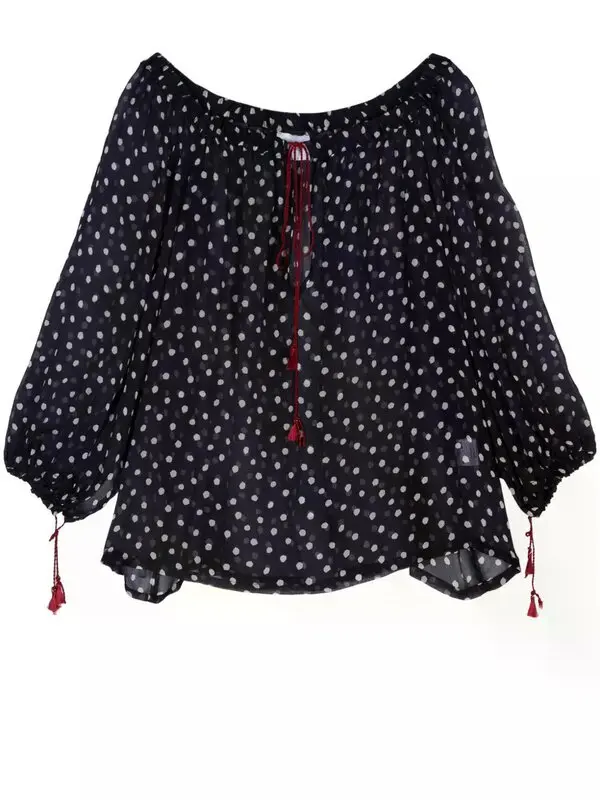 MERCI Polka Dot Print Sheer Blouse