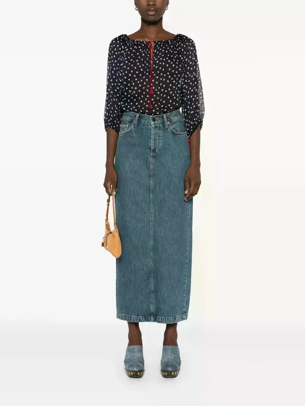 MERCI Polka Dot Print Sheer Blouse
