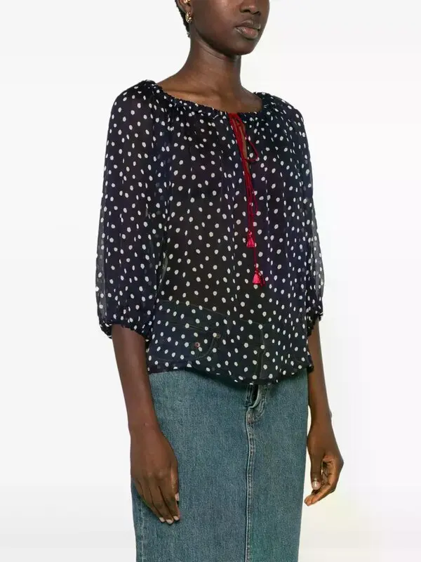 MERCI Polka Dot Print Sheer Blouse