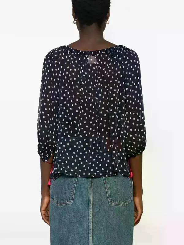MERCI Polka Dot Print Sheer Blouse