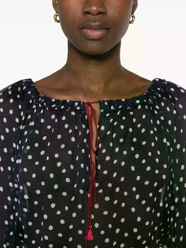MERCI Polka Dot Print Sheer Blouse