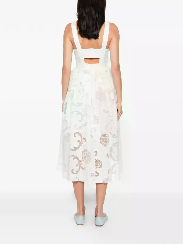 Sandro Midi Floral V-neck Dress - White