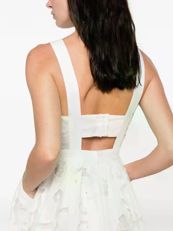 Sandro Midi Floral V-neck Dress - White