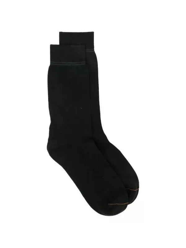 Zegna Ribbed-trim Ankle Socks - Black