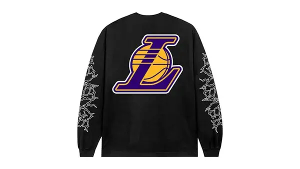 REVENGE Los Angeles Lakers Lightning Logo Long Sleeve Tee Shirt - Black