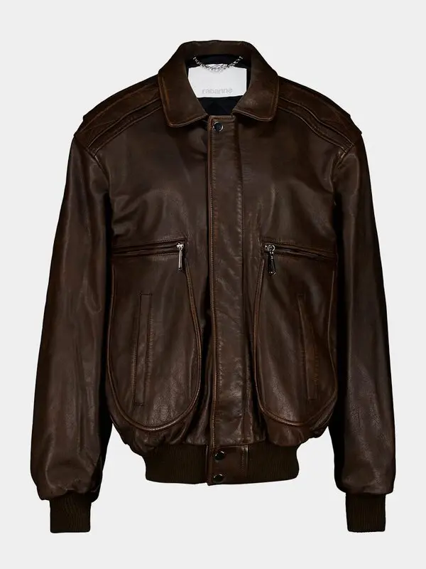 Rabanne Leather Zip-front Jacket - Brown