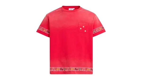 FOUND Embroide Flower Border Tee Shirt