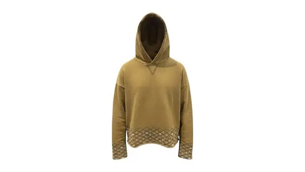FOUND Embroidered Border Hoodie - Dark Olive