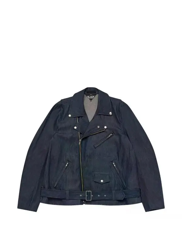 Comme Des Garçons Belted Biker-style Denim Jacket - Blue