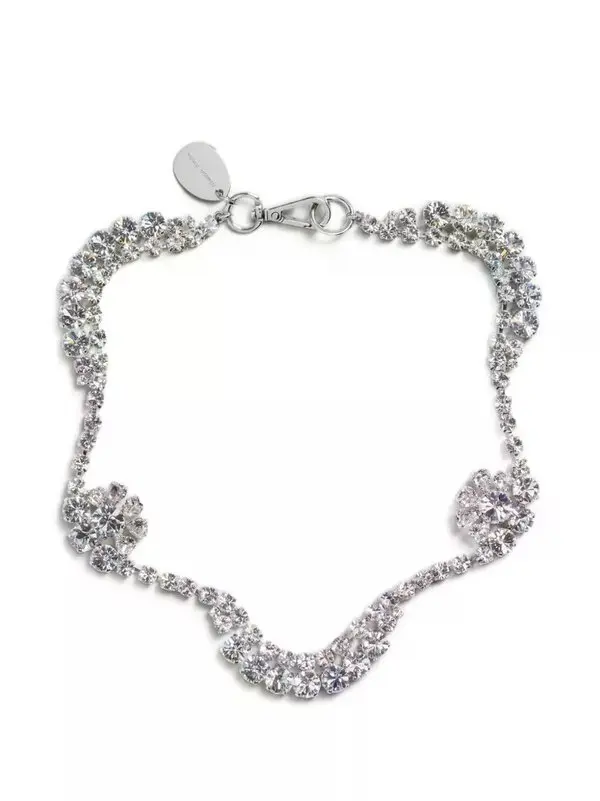 Simone Rocha Scalloped Sepal Crystal Necklace - Silver