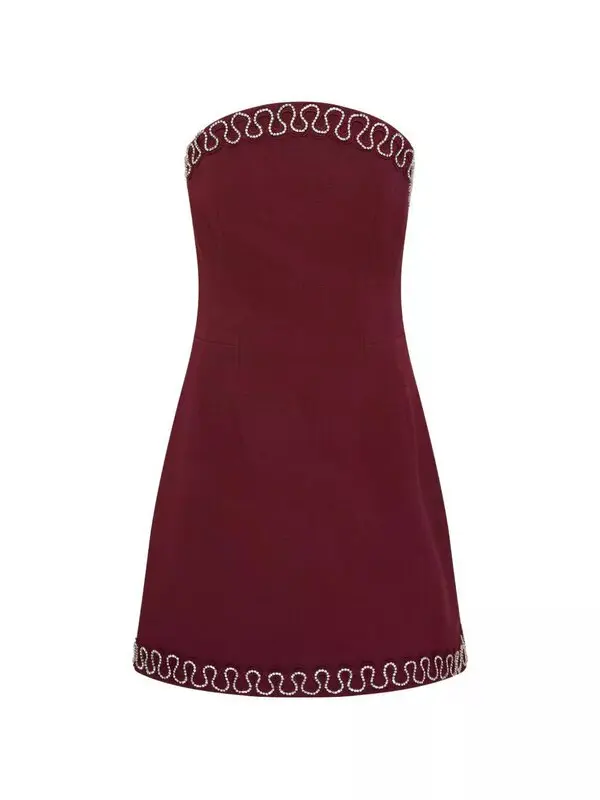 Rebecca Vallance Beaded Strapless Mini Dress - Red