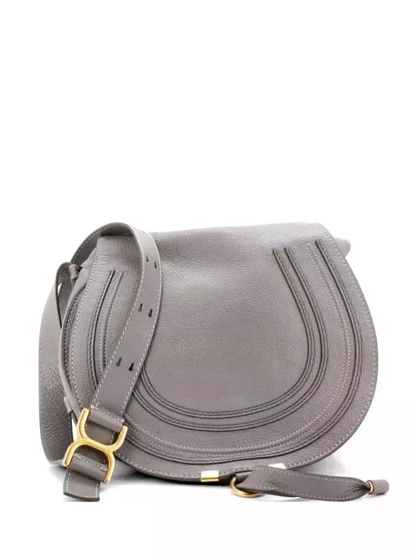 Chloé Marcie Saddle Bag Leather Medium - Grey