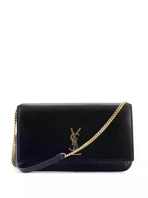 Saint Laurent Classic Monogram Phone Holder Shoulder Bag Leather Crossbody Bag - Black