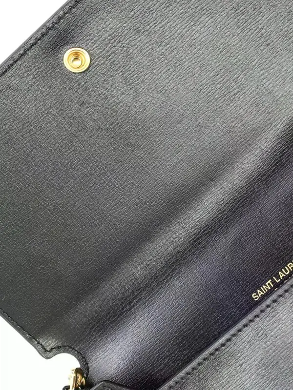 Saint Laurent Monogram Phone Holder Leather Shoulder Bag - Black