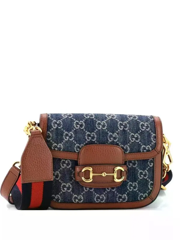 Gucci Horsebit 1955 Gg Denim Mini Shoulder Bag - Blue