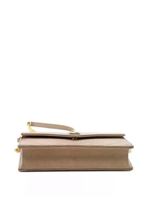 Saint Laurent Classic Monogram Wallet On Chain Matelasse Chevron Leather Small Crossbody Bag