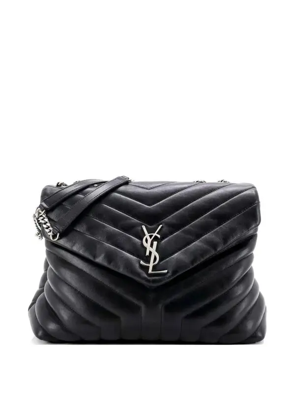 Saint Laurent Loulou Matelasse Chevron Leather Medium Shoulder Bag - Black