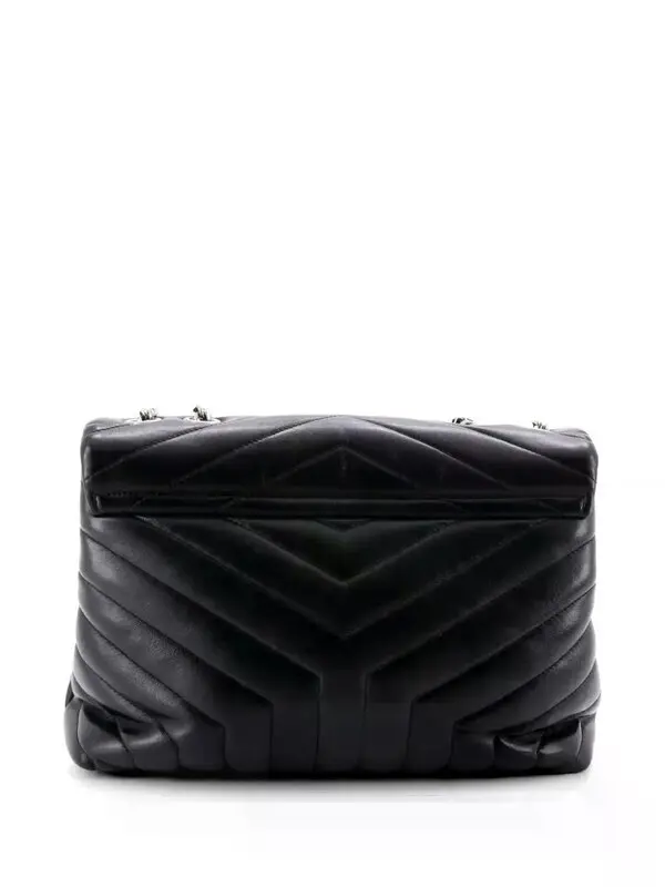 Saint Laurent Loulou Matelasse Chevron Leather Medium Shoulder Bag - Black