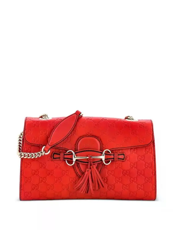 Gucci Emily Chain Flap Bag Sisma Leather Medium - Red