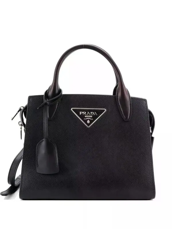 Prada Kristen Tote Saffiano Leather Medium Shoulder Bag - Black