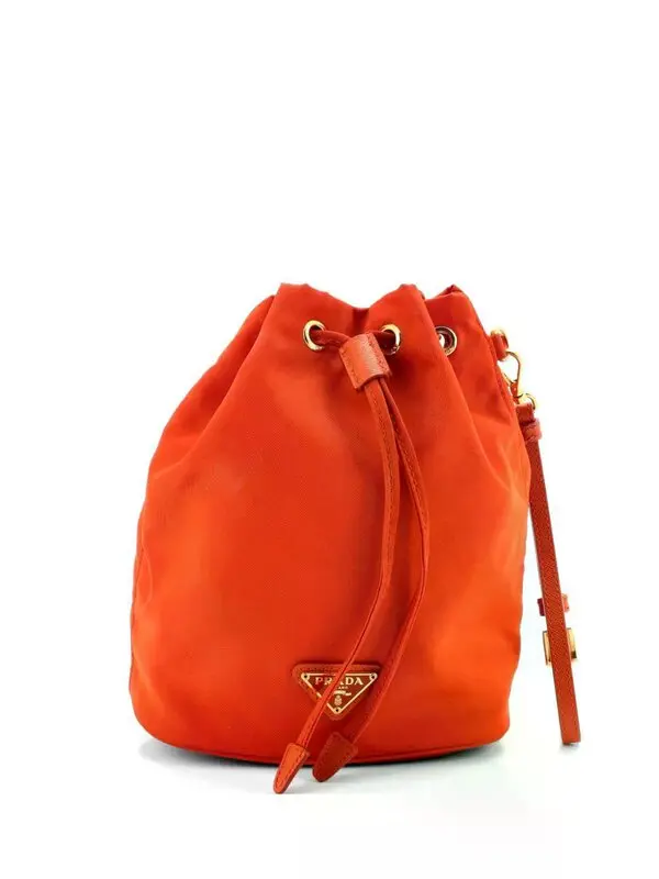 Prada Drawstring Tessuto Small Bucket Bag - Orange