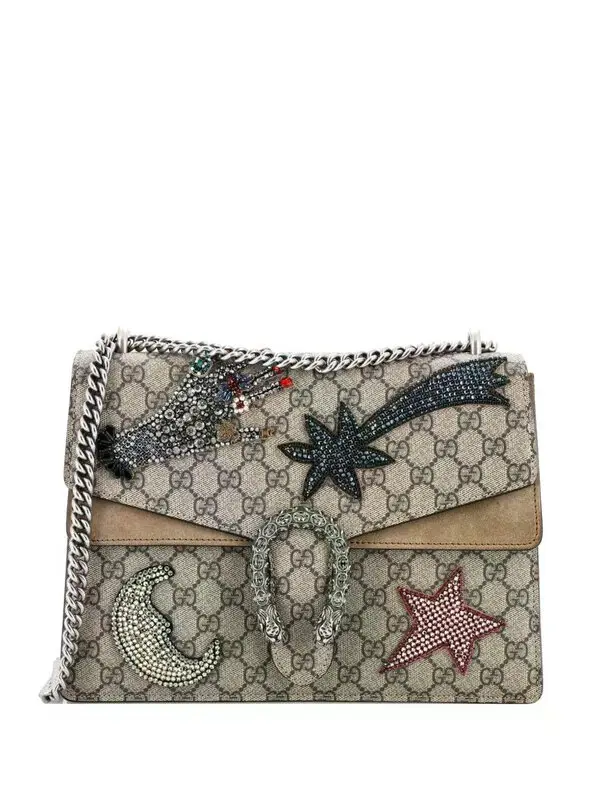 Gucci Dionysus Embellished Gg Coated Canvas Shoulder Bag - Brown