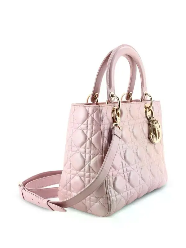 Dior Lady Medium Satchel Cannage Quilt Lambskin - Pink
