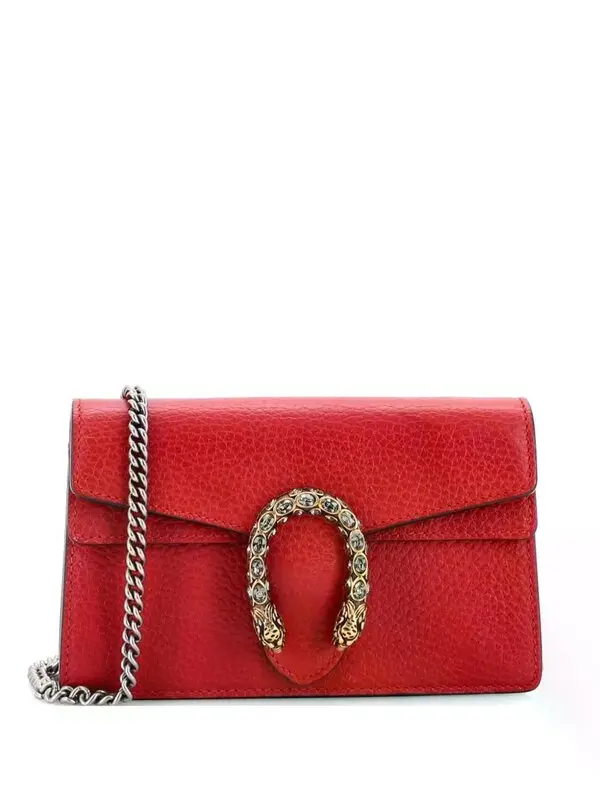 Gucci Dionysus Leather Super Mini Clutch Bag - Red