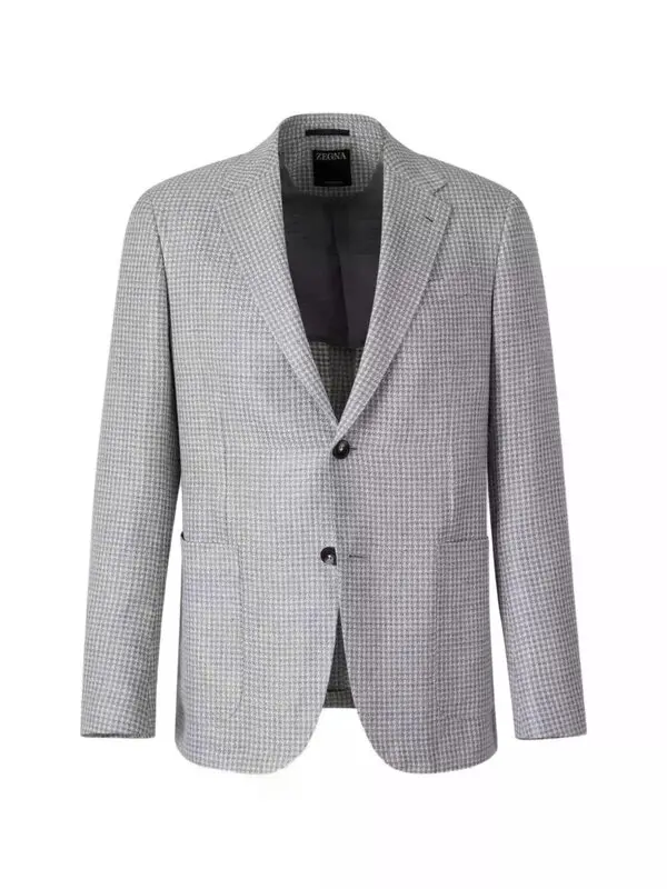 Zegna Houndstooth-pattern Single-breasted Jacket - Grey