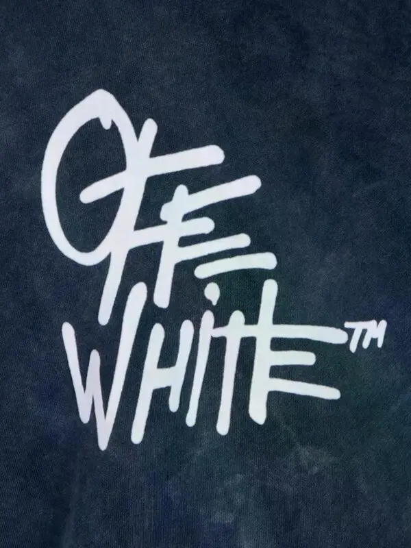 Off-White Acid-wash Logo-print Hoodie - Blue