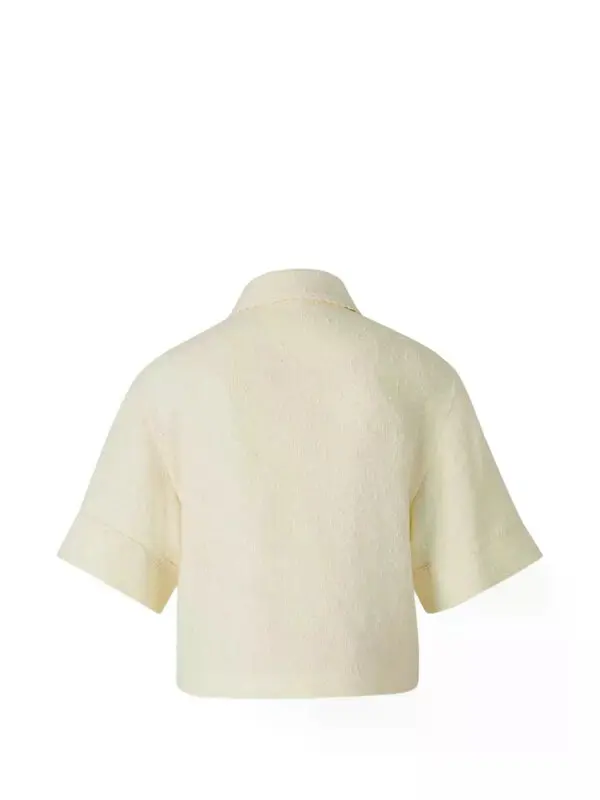 Simkhai Bouclé Knit Cropped Shirt