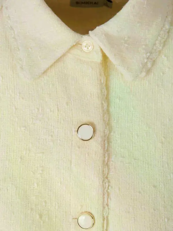 Simkhai Bouclé Knit Cropped Shirt