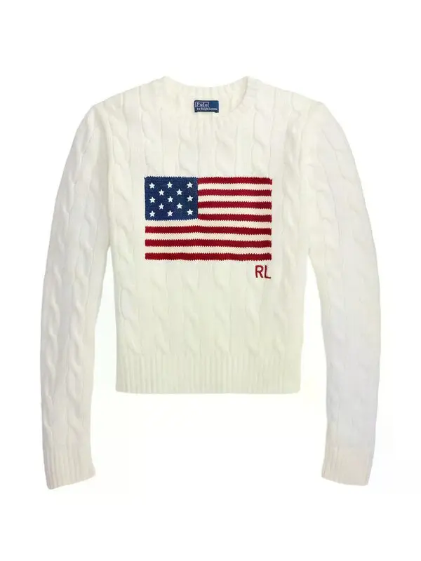 Polo Ralph Lauren Cable-knit Flag Sweater - White