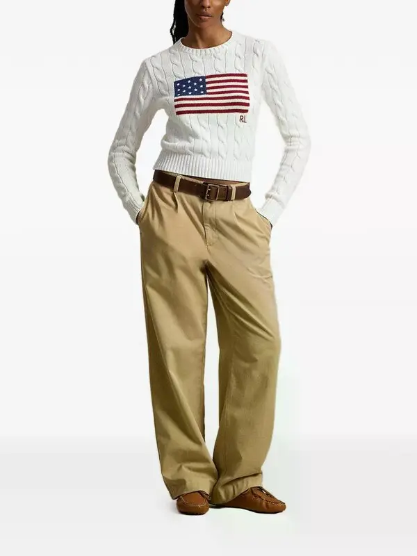 Polo Ralph Lauren Cable-knit Flag Sweater - White