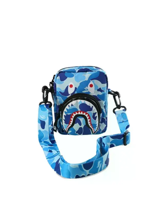 A BATHING APE Shark Camouflage-print Shoulder Bag - Blue