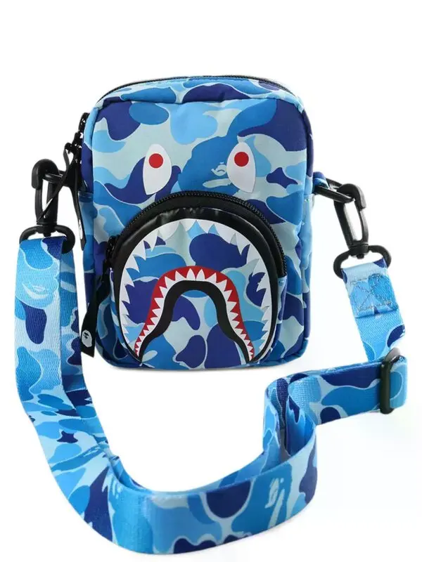 A BATHING APE Shark Camouflage-print Shoulder Bag - Blue
