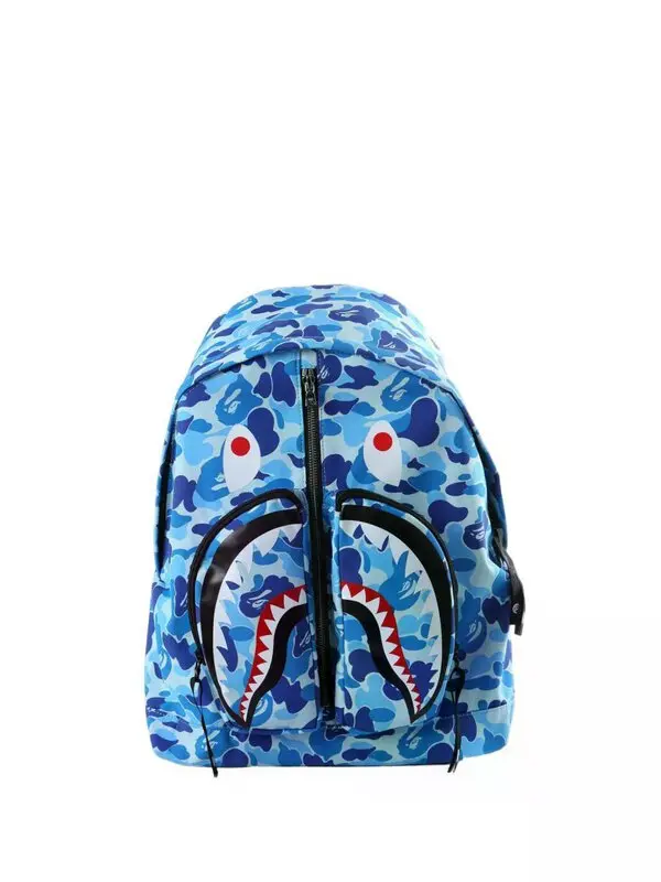 A BATHING APE Shark Camo Print Backpack - Blue